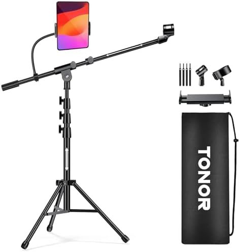 Tiger MCA21-BK Straight Microphone Stand with Tripod Base - Adjustable ...