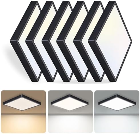 Sunco 8 Inch Square LED Flush Mount Black Ceiling Light Fixture 3000K ...