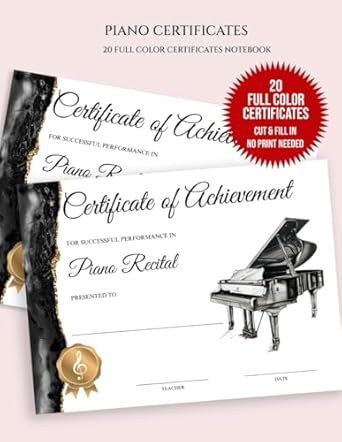 Music Achievement Certificates: 20 Full Color Piano Certificates for ...