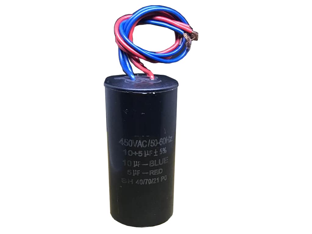 PARDZWORLD Capacitor [10+ 5 Mfd +/-5%] for Semi Automatic Washing ...