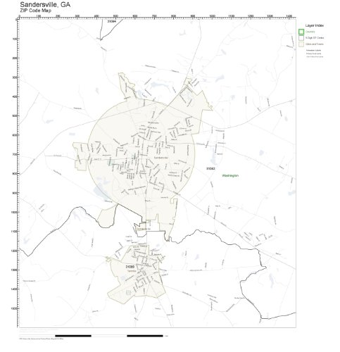 ZIP Code Wall Map of Sandersville, GA ZIP Code Map Not Laminated ...