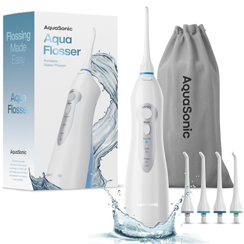 Aquasonic Aqua Flosser - Professional Rechargeable Water Flosser with 4 ...