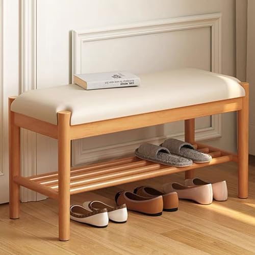 Amazon.com: Solid Wood Shoe Bench, 2-Tier Wooden Storage Entryway Bench ...