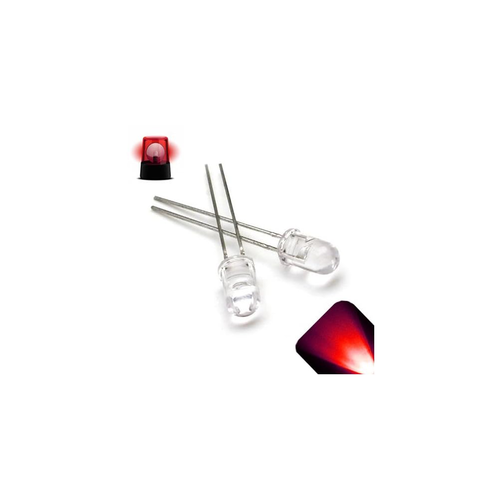 Buy 5mm Round Top Red Fast Flashing 2Hz LED - Super Bright (Pack of 20 ...