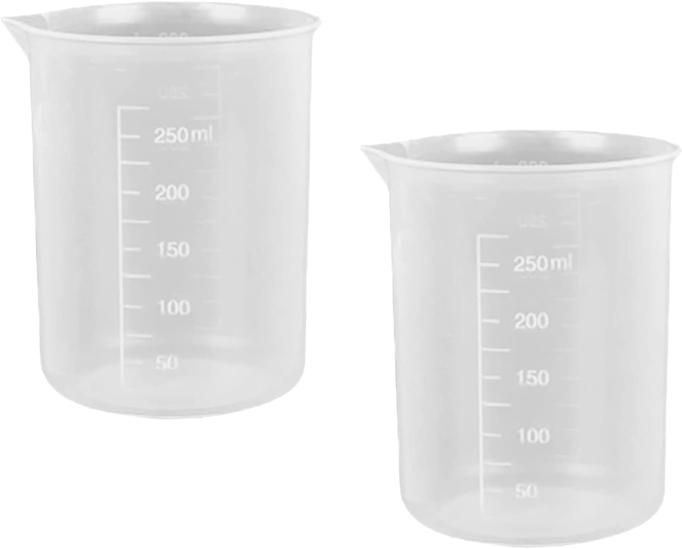 Measuring Jugs Pack of 2 Transparent Measuring Jugs Multipurpose 250ml PP Plastic Graduated ...