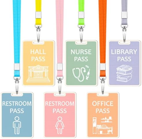 Amazon.com: Sabary 6 Sets Hall Pass Lanyards and School Passes Set ...
