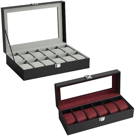 Amazon.com: SONGMICS 2 Items Bundle - Watch Boxes, 12-Slot Watch Box ...