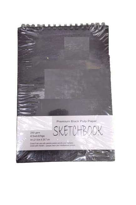 MOREL Black Paper Sketch Book Black Pulp Paper – A4 Portrait, 40 Sheets ...