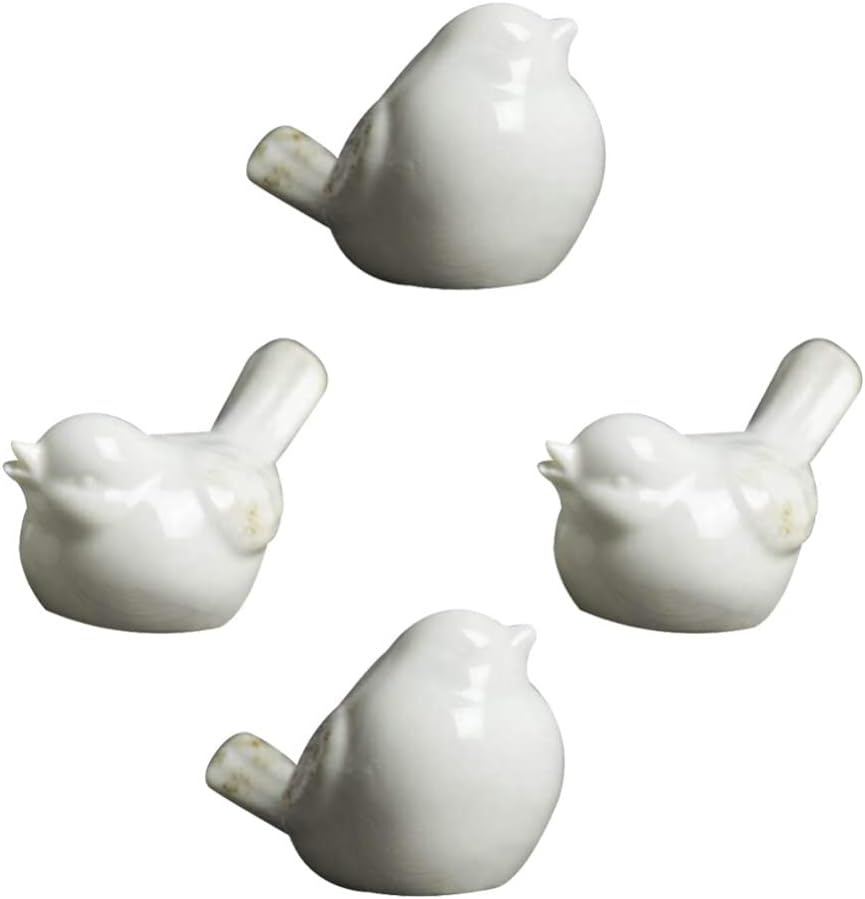 Amazon.com: Veemoon 4Pcs Small Ceramic Birds Figurines White Bird Table ...