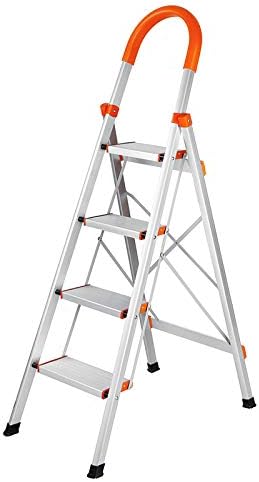 Aluminum 4 Step Ladder ，Folding Step Ladder Anti-Slip with Rubber Hand ...
