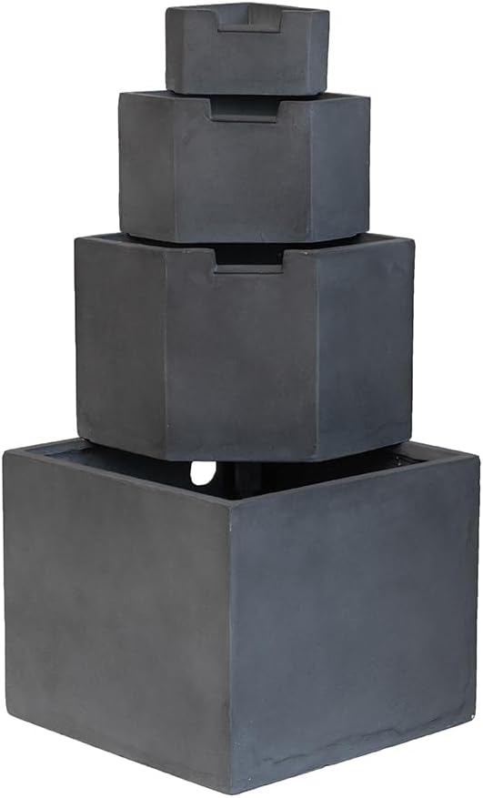 Amazon.com: A&B Home 41.7" Tall Gray Concrete Water Fountain with 4 ...