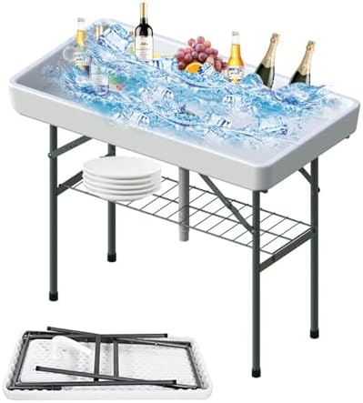 Amazon.com: Haddockway Folding Ice Cooler Table with Drain&Grid Frame ...