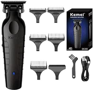 Kemei 2299 Barber Cordless Hair Trimmer 0mm Zero Gapped Carving Clipper Detailer Professional ...