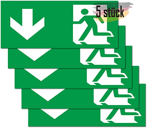 seemy Emergency Exit Sign, Pack of 5, Premium Stickers, 24 cm x 9 ...