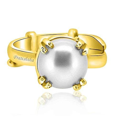 Pratishtha Ashtadhatu Ring 10.25 Ratti Pearl (Moti) Adjustable ...
