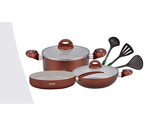 Buy Nolta Ceramic Aluminium Nonstick Cookware Set 8-Pieces Online at ...