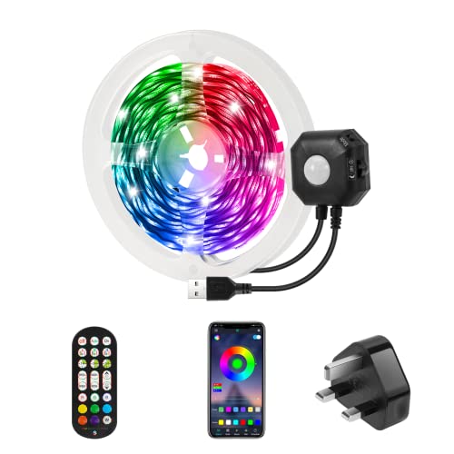 HUEMIHUI Motion Sensor LED Strip Lights with Remote&APP Control, 4m ...