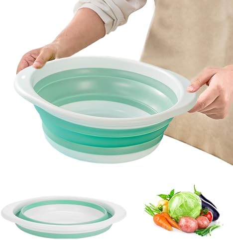 Collapsible Washing Up Bowl, Portable Wash Basin Silicone Plastic ...
