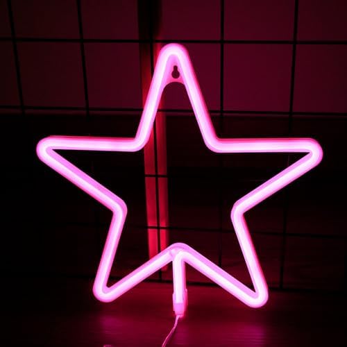 ENUOLI Warm White Star Shaped LED Neon Lamp with Base Battery Operated ...