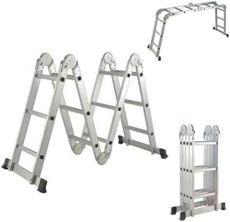 TOPWAY Aluminium Multi-Purpose Combination Ladder 3.6M Foldable Step ...