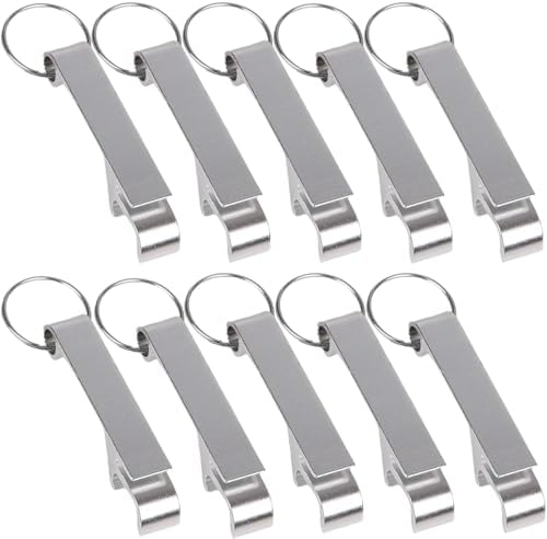 Amazon.com: 10 Pcs Bottle Opener Keychain Metal Keyring Pocket Key Ring ...