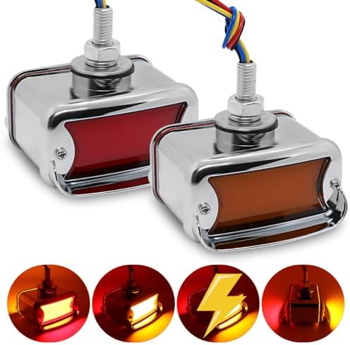 Amazon.com: LENJIEMT 2PCS Double Face Amber Red 24 LEDs Pedestal Fender ...