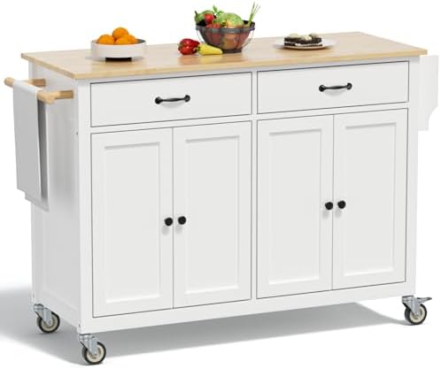 Amazon.com: Rovibek Kitchen Island on Wheels Large 54 in Rolling ...