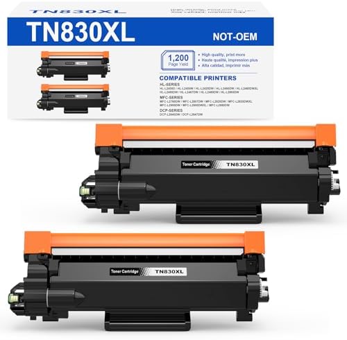 Brother Genuine TN830XL2PK High Yield Black Toner Cartridge 2-Pack for ...