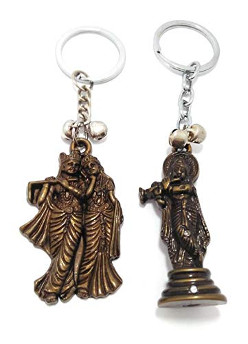 Key Tech Radha Krishna Krishna Abs Keychain (Bronze)-Set of 2 : Amazon ...