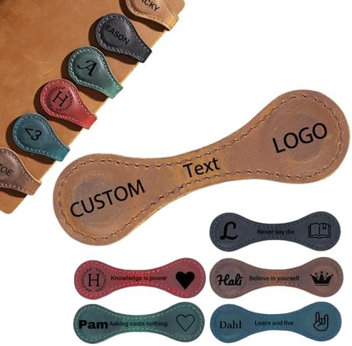 Amazon.com: Personalized Leather Magnetic Bookmarks Custom Engraved ...