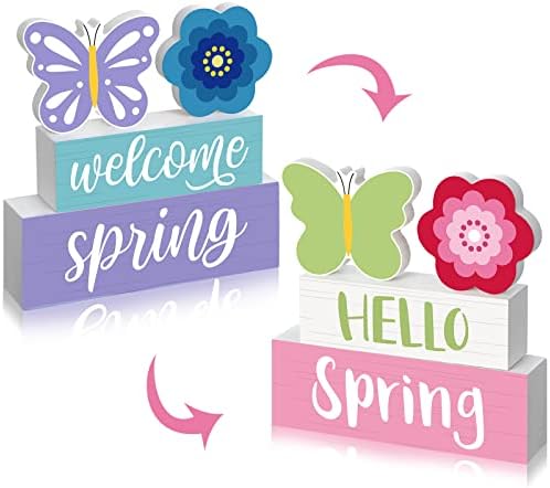 Amazon.com: Hello Spring Round Wooden Sign Spring Decor White Daisy ...