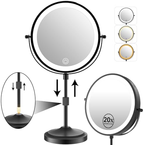 Amazon.com : 9" Makeup Mirror with Lights, 20X Vanity Mirror with ...