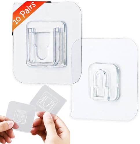 UBRAVE Self Adhesive Hooks, 10 Pairs Double-Sided Adhesive Wall Hooks ...