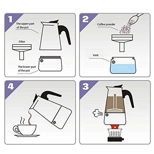 3X(Stainless Steel Moka Coffee Maker Mocha Espresso Latte Stovetop ...