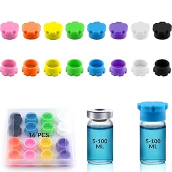 16 Packs of 5-100ml Glass Vial Protective Caps, Leak-Proof and Dust ...