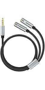 Amazon.com: Arzweyk Headphone Splitter 2 in 1 Y-Splitter Replacement Audio Extension Cable ...