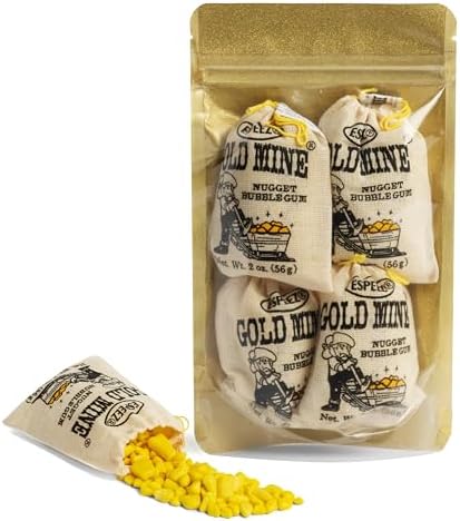 Amazon.com : Gold Mine Gold Nugget Gum - 4 Bags In Decorative Gold ...