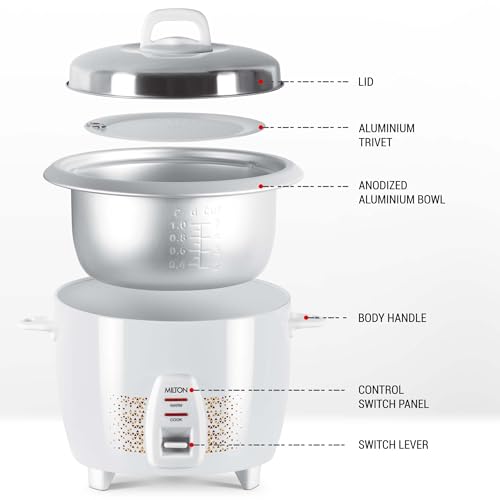 Milton Euroline Prime 1.8 Liter Electric Rice Cooker with Additional ...