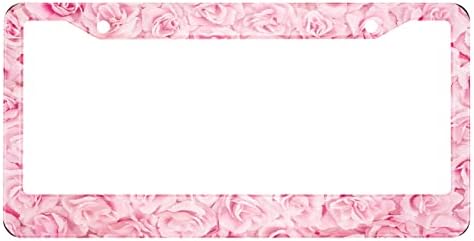 Amazon.com: HOSNYE Pink Roses License Plate Frame Metal License Plate ...