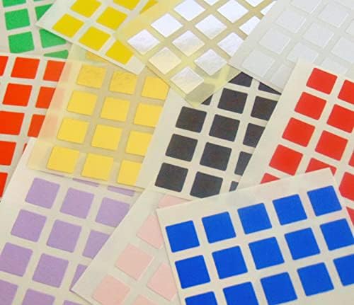 Mixed Colours. 165 Labels, 10mm Square Shape, Self-Adhesive Stickers ...