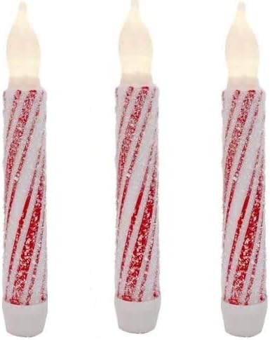 Amazon.com: Package of 3 Candy Cane LED Battery Operated Taper Candles ...