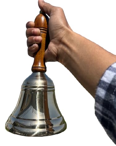 OVERSEAS MART Wooden Brass Handmade Bell Vintage Ghanti for Puja Hand ...