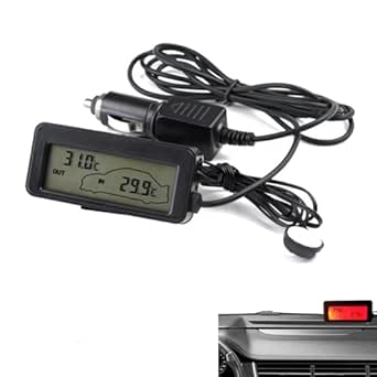 Amazon.co.jp: Mini LCD In-Car External Dual Thermometer Red Backlight ...
