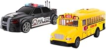 Amazon.com: ArtCreativity Yellow School Bus Toy with Flashing Lights ...