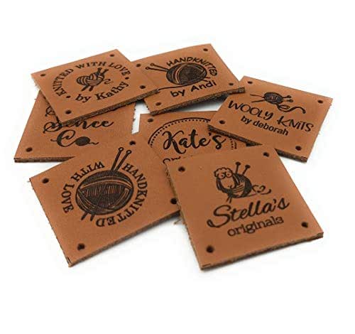 Amazon.com: Leather knitting labels, custom clothing labels ...