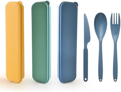 Amazon.com | Large Reusable Utensils Set with Case, 3 Sets Travel ...