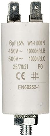 Electric Motor Capacitor 6µF uF +/-5% 450V with Plug EN60252-1 : Amazon ...