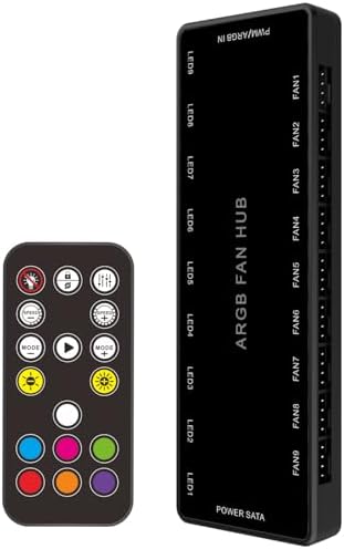 Amazon.com: upHere 10-Port 6PIN SATA RGB Hub with 21-Key Remote Control ...