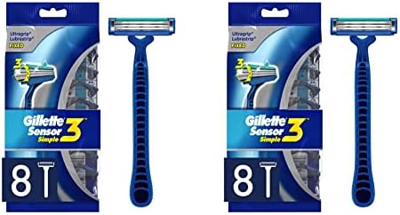 Amazon.com: Gillette Sensor3 Simple Men’s Disposable Razors, 8 Count ...