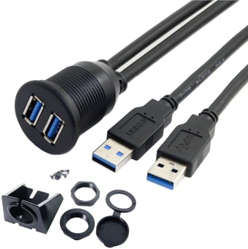 CY 2m Dual USB 3.0 AUX Flush Mount Car Mount Extension Cable for ...
